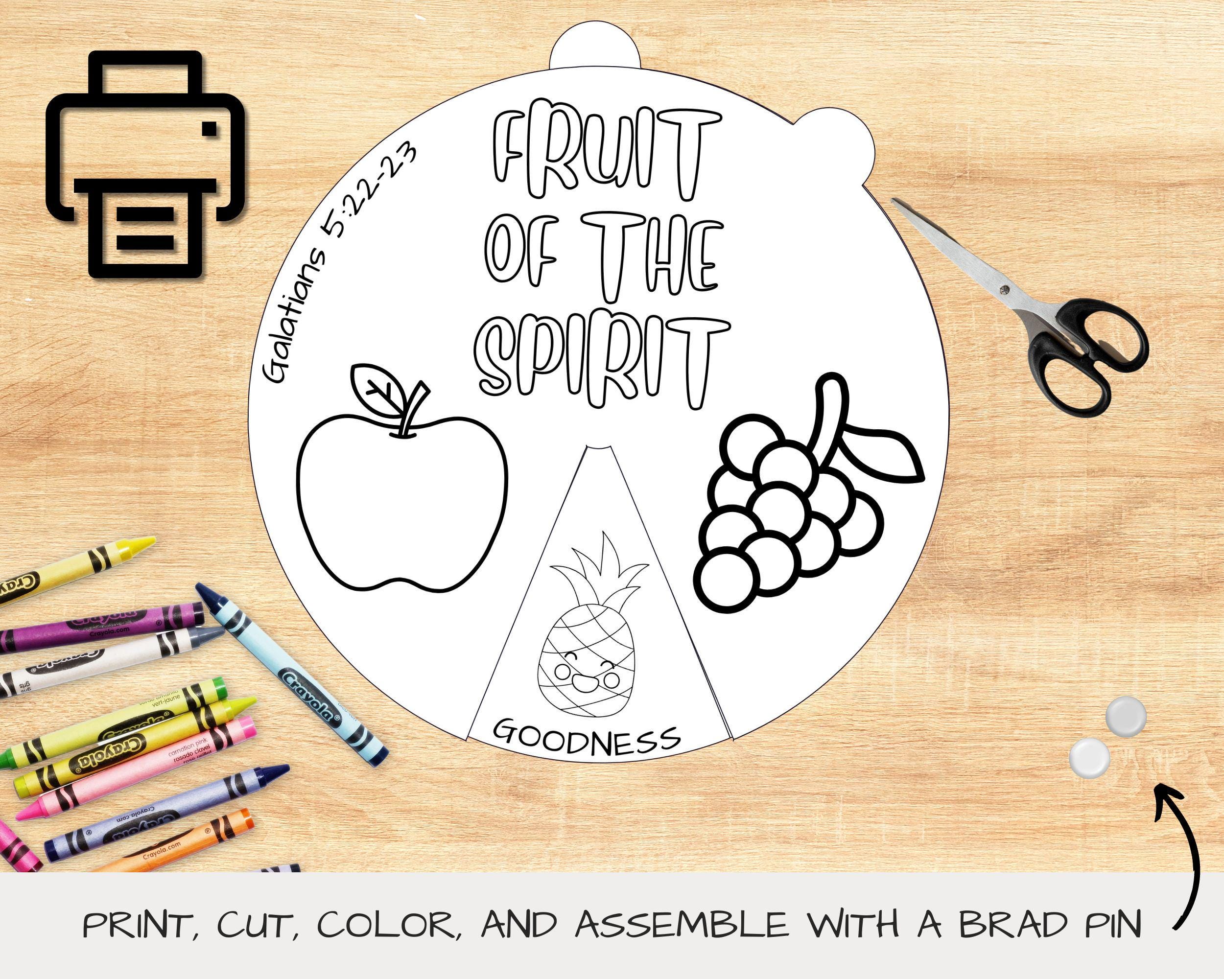 Fruit of the Spirit Spinner Coloring Wheel, Kids Church Craft Printable ...