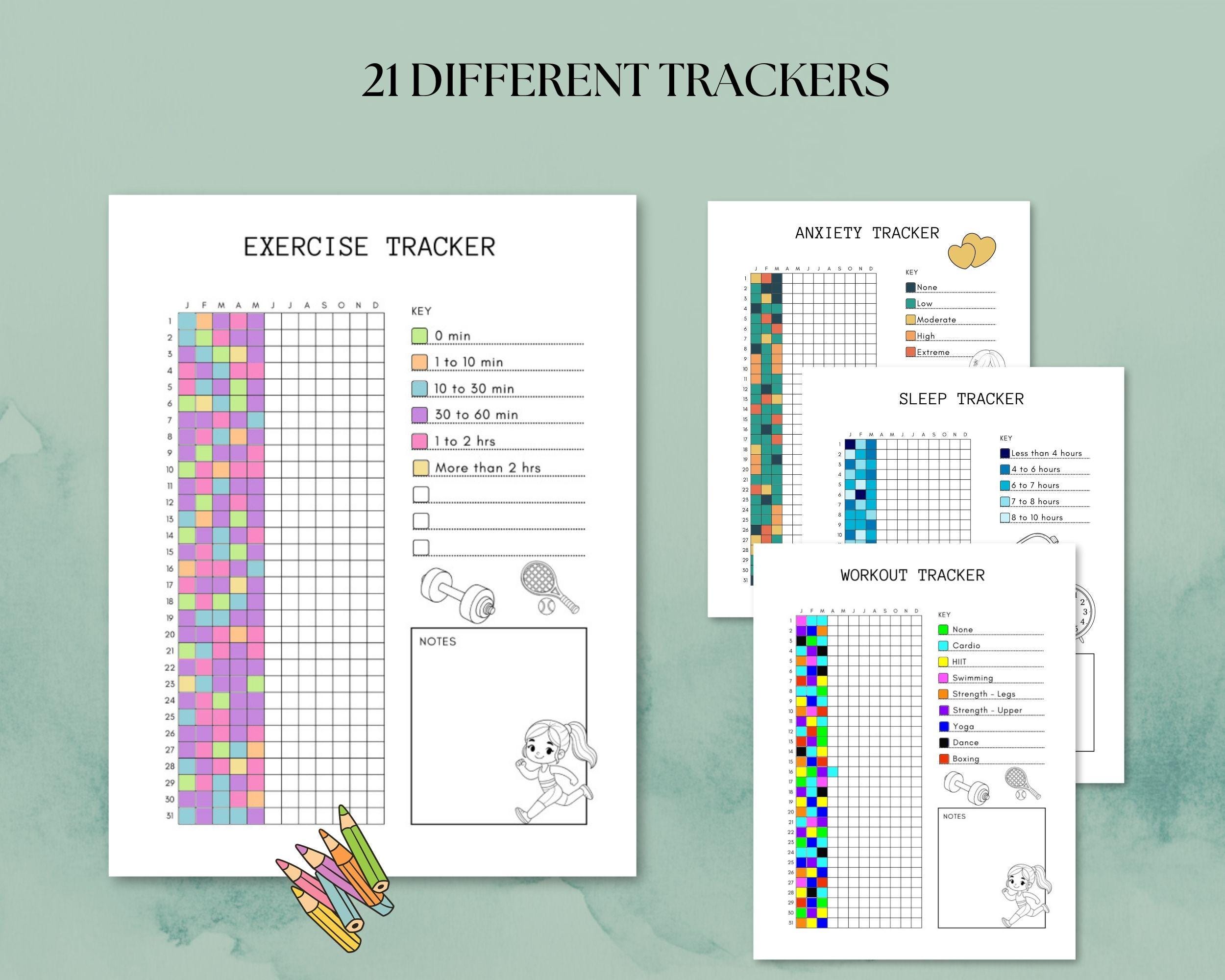 Year in Pixels Tracker Printable Bundle Mood Tracker Daily Habit ...