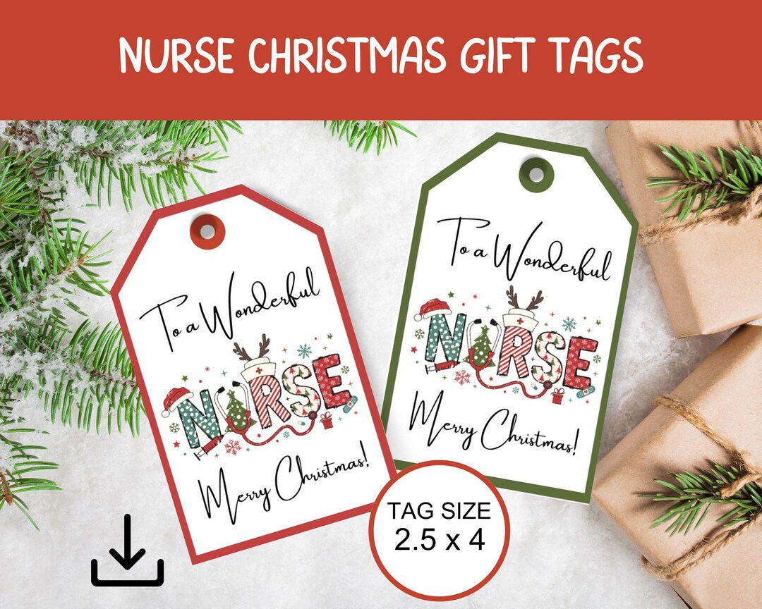 Christmas Gift Tags Nurse, Gift Tag for Nurse, Printable Gift Tag for ...