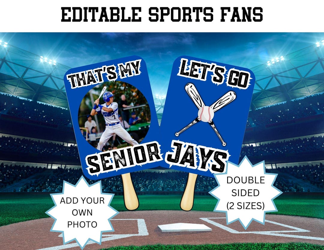 Editable Baseball Handheld Fan, Personalized Paper Fan, Baseball Fan ...