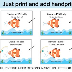 Father's Day Fishing Theme Handprint Craft, Gift for Dad and Stepdads ...