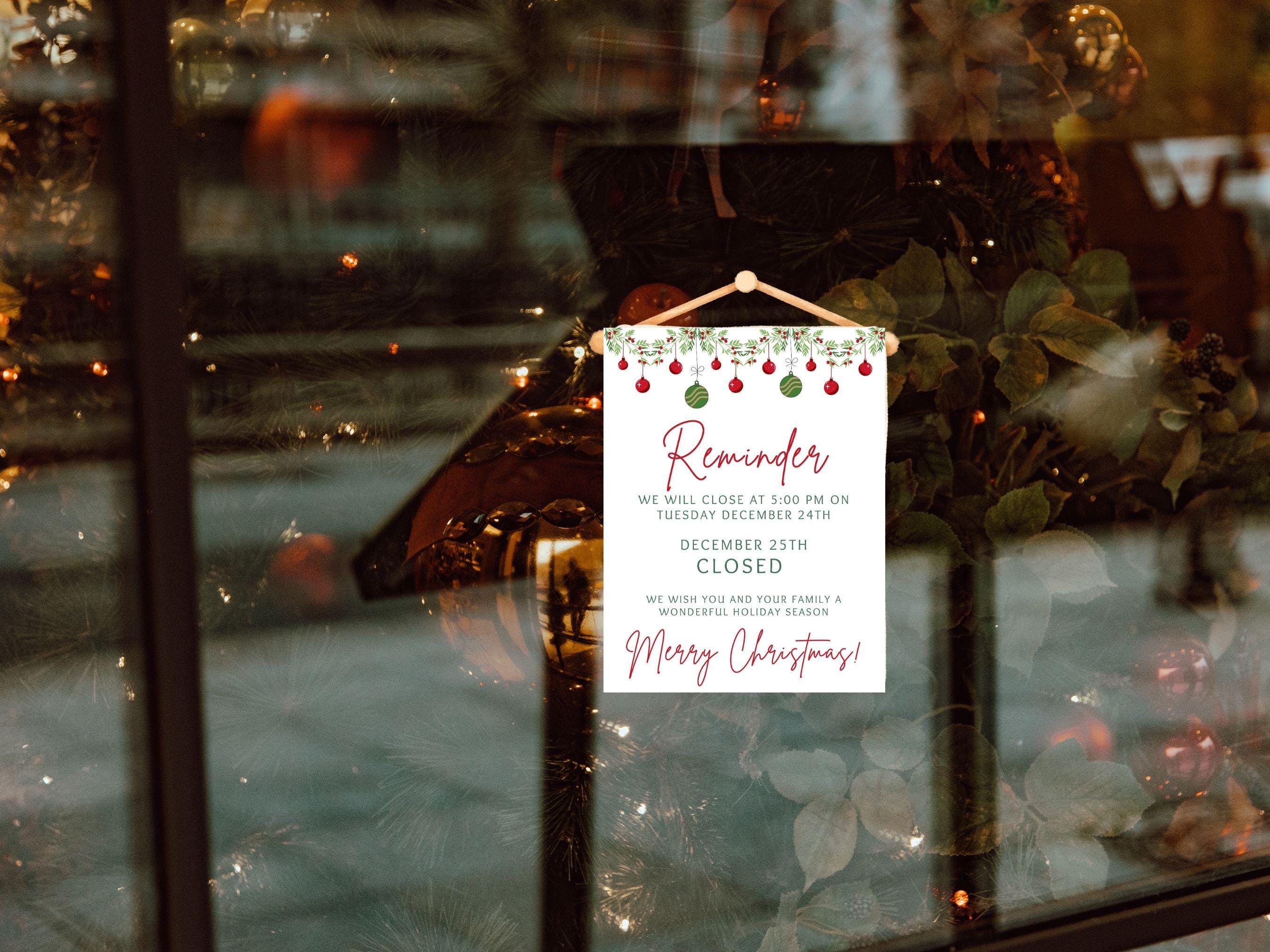 EDITABLE Closed for Christmas Sign, Holiday Hours Sign for Businesses ...