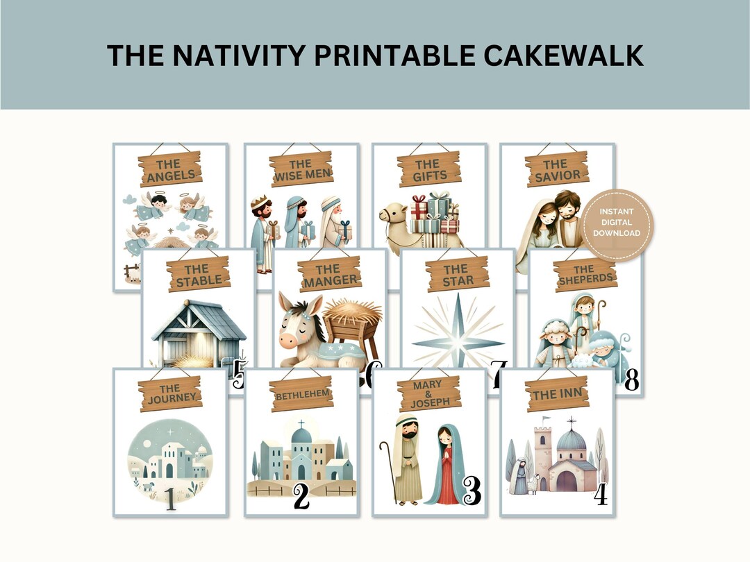 12 Player Christmas Nativity Cakewalk Game, Christmas Classroom ...