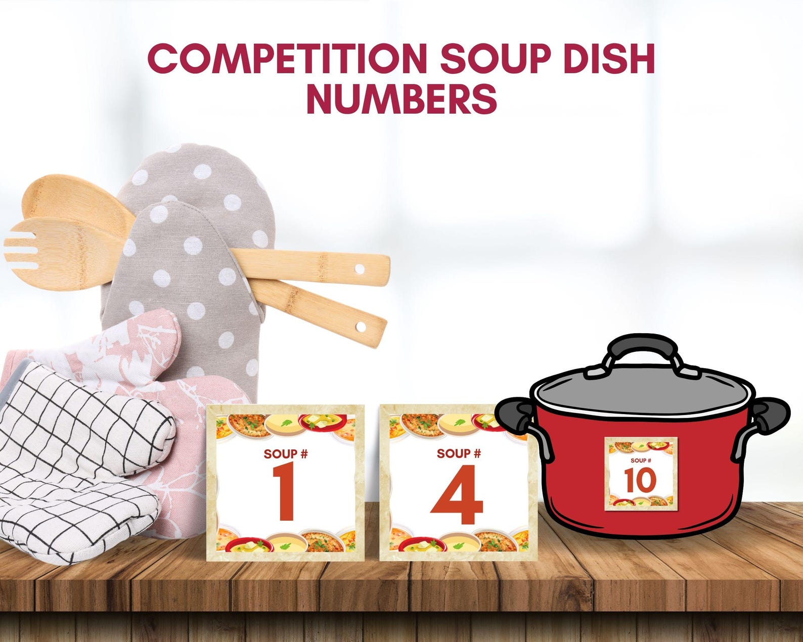 Soup Cook off Ballot, Pot Number Cards, Signage and Award Certificates ...