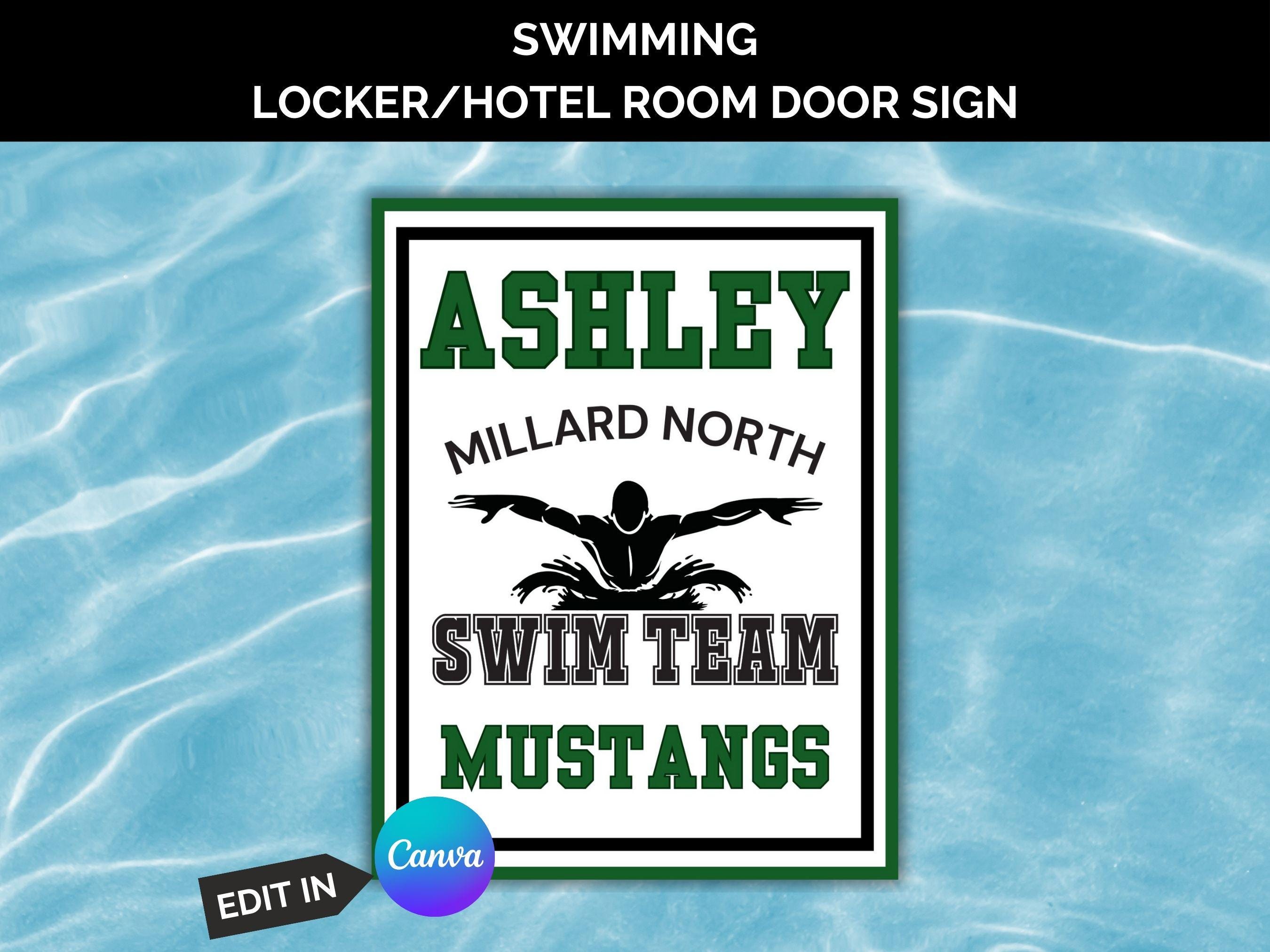 SWIMMING Locker Sign Template, Swimming Locker Decorations, Hotel Door ...