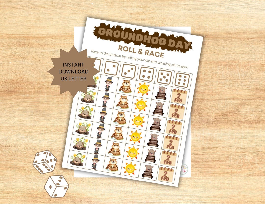 Groundhog Day Roll & Race Dice Game, Quick and Simple Game for ...