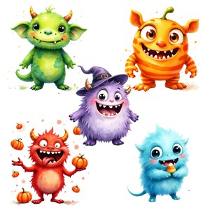 Cute Monster Clipart Set, Trunk or Treat Decor, Monsters PNG, Fun ...