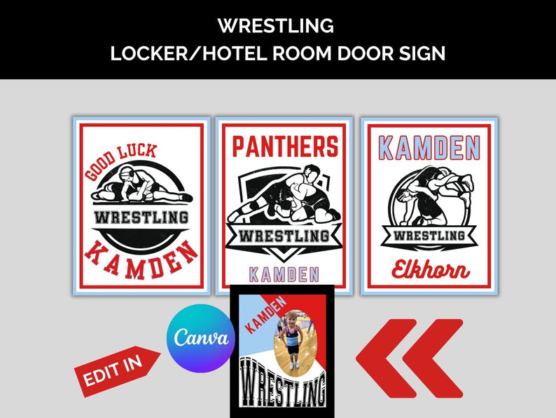 Wrestling Locker Sign Template, Wrestling Locker Room Decorations ...