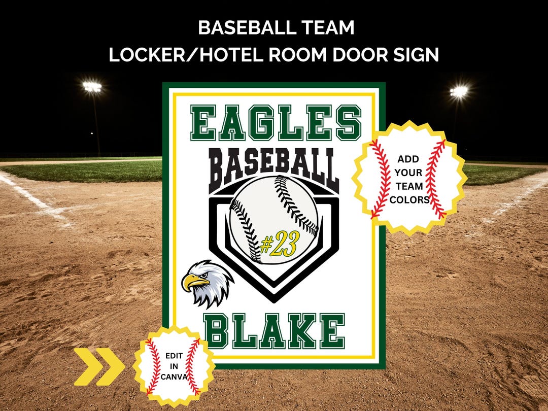 Baseball Locker Sign Template, Baseball Locker Decorations, Travel ...