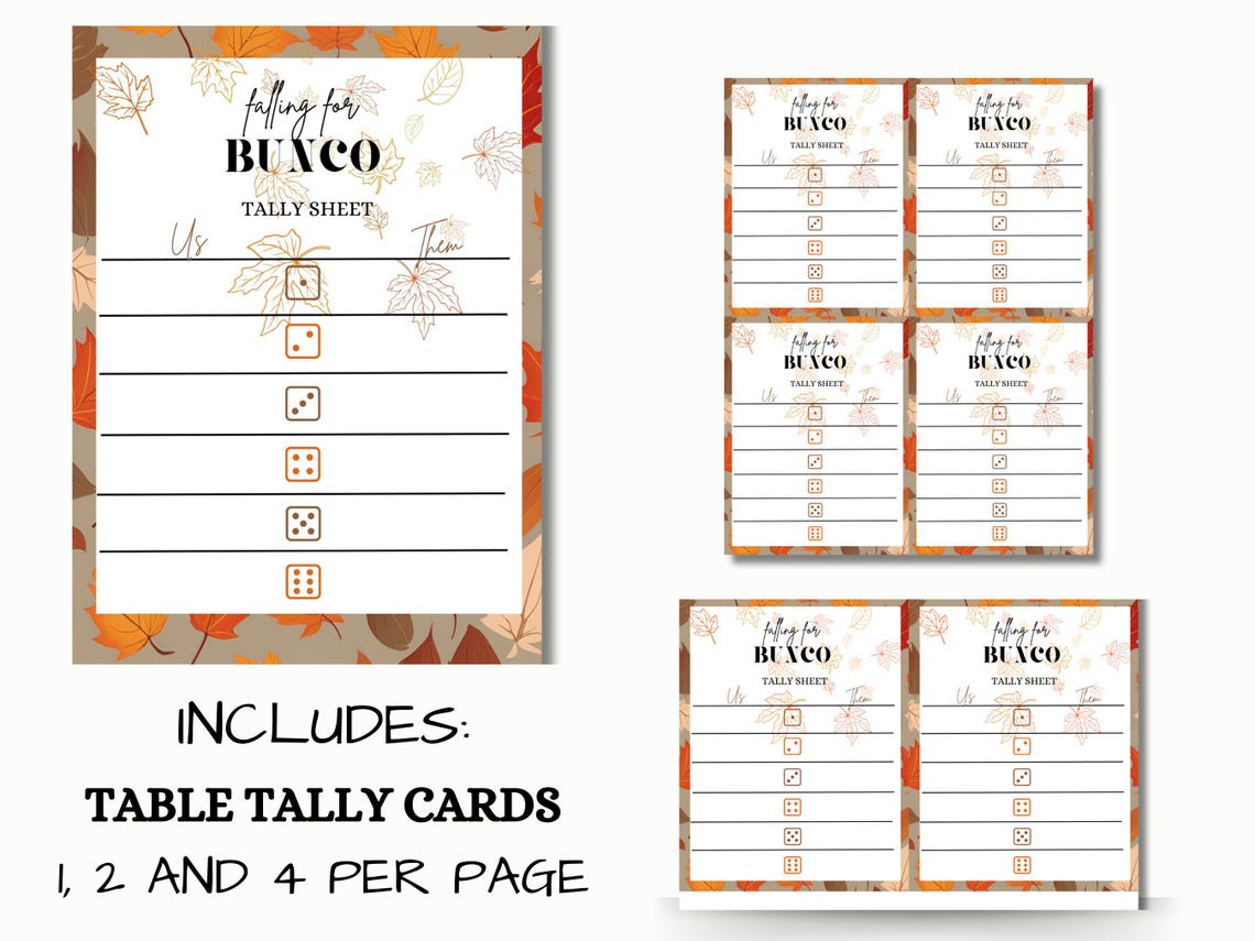 Bunco Fall Theme Game Bundle, Printable Bunco, Thanksgiving Games ...