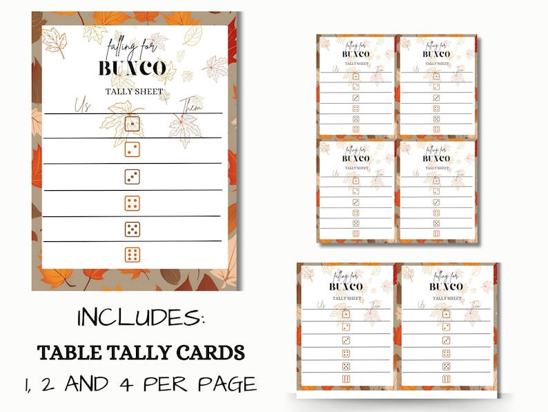 Bunco Fall Theme Game Bundle, Printable Bunco, Thanksgiving Games ...