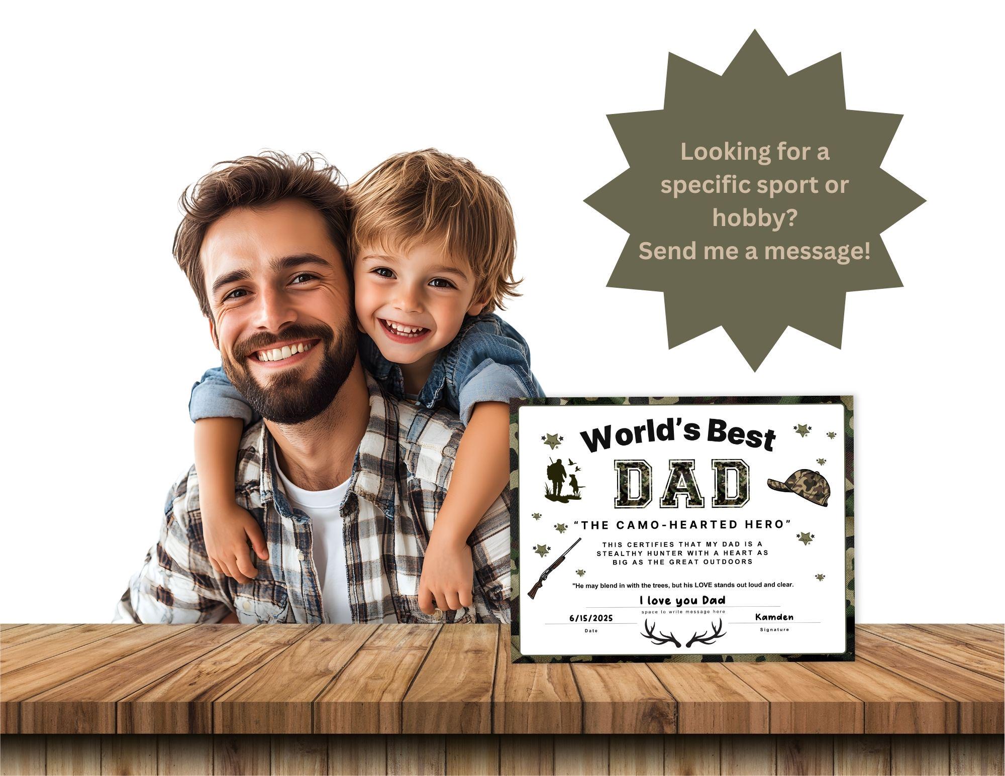 World's Best Dad Certificate for the Hunting Lover, Fathers Day ...