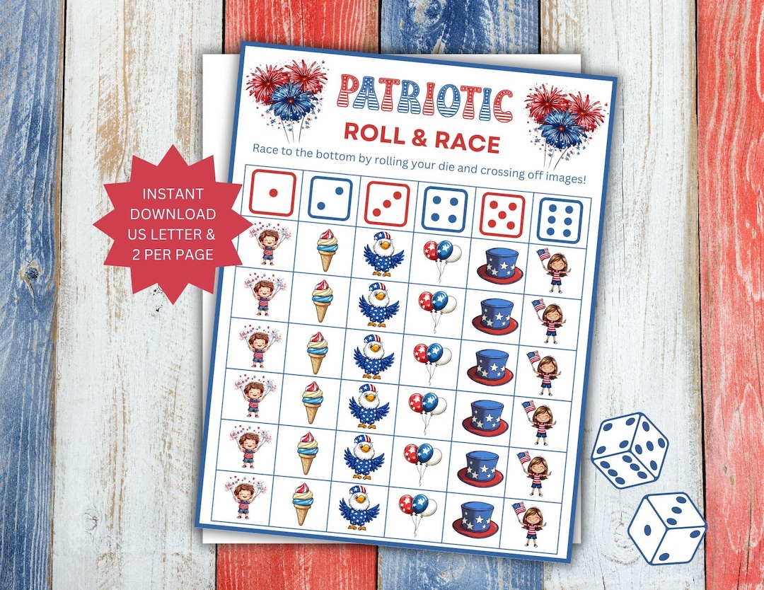 Patriotic Roll & Race Dice Game, Quick and Simple Game for July 4th ...