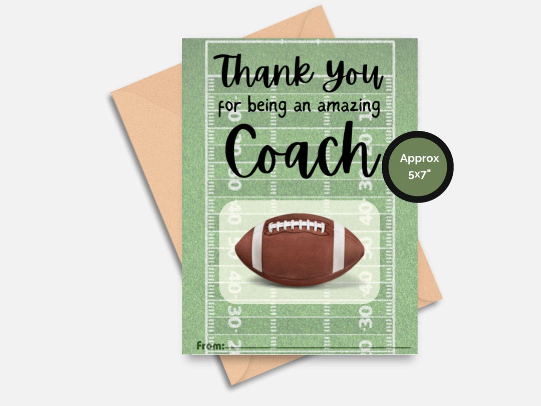 Football Coach Thank You Gift Card Holder Printable, Football Coach ...