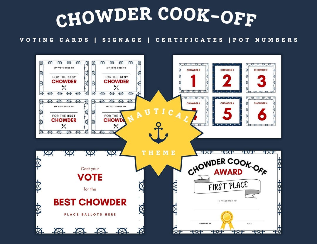 Chowder Cook off Kit | Voting Ballots | Pot Number Cards | Signage and ...