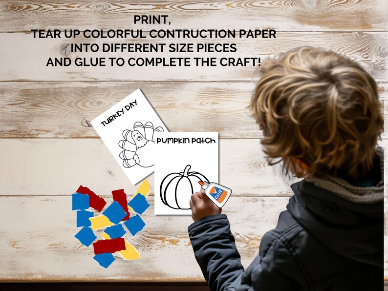 DIY Fall Crafts for Kids,torn Paper Art Activity Pack, Autumn Paper ...