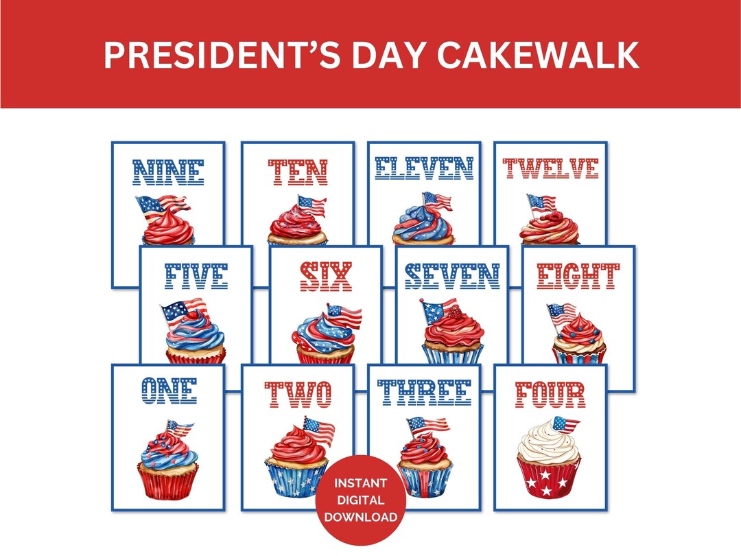 12 Player President's Day or Patriotic Cakewalk Game, Patriotic ...