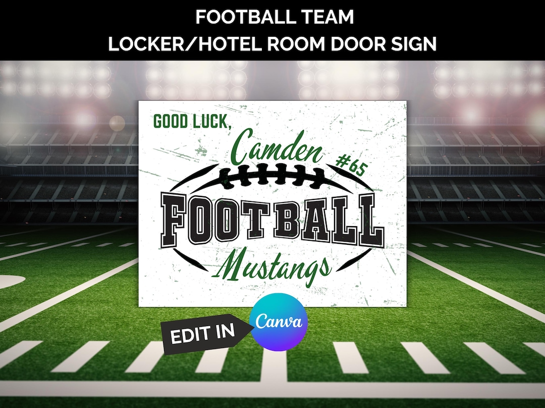 Football Player Locker Sign Template for School Lockers, Locker Room ...