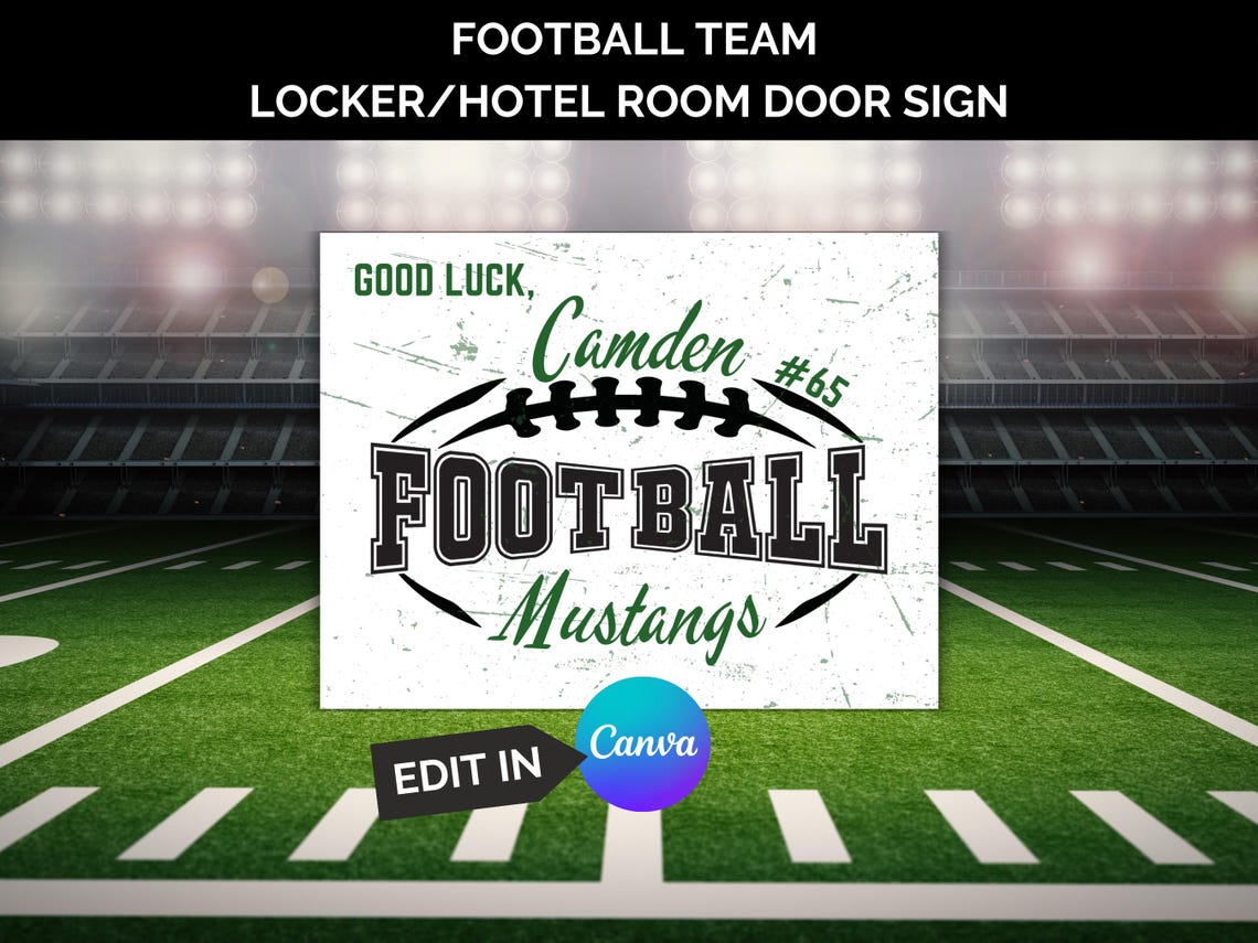 Football Player Locker Sign Template for School Lockers, Locker Room ...