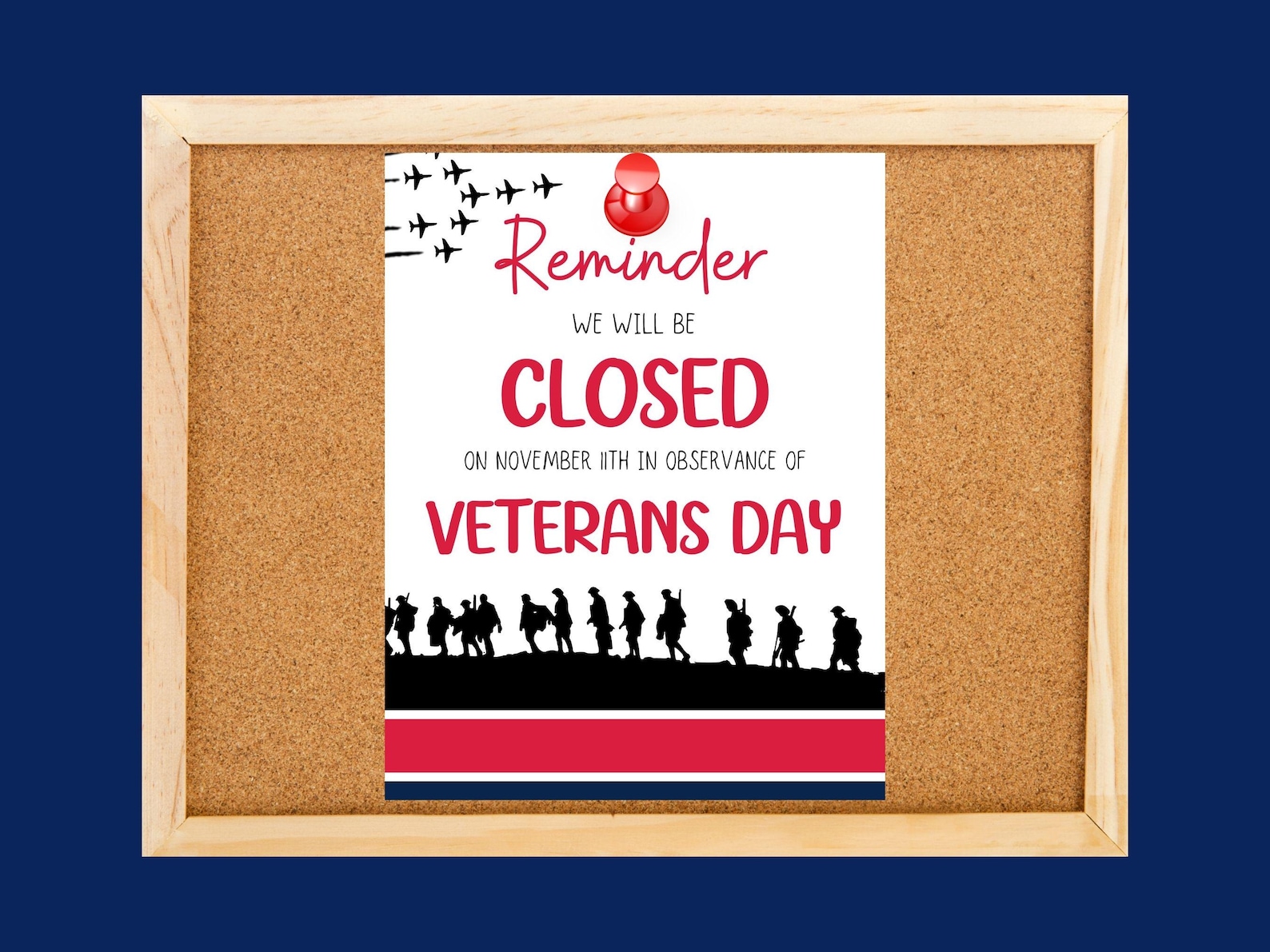 Closed for Veterans Day Printable Sign, Veterans Closure Sign, Store ...