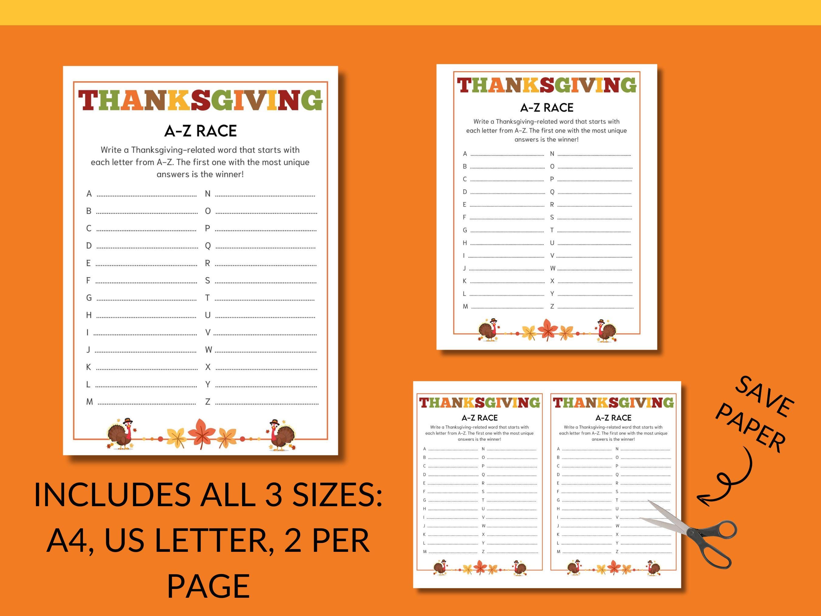 Thanksgiving Printable Party Games, Thanksgiving Game Bundle ...