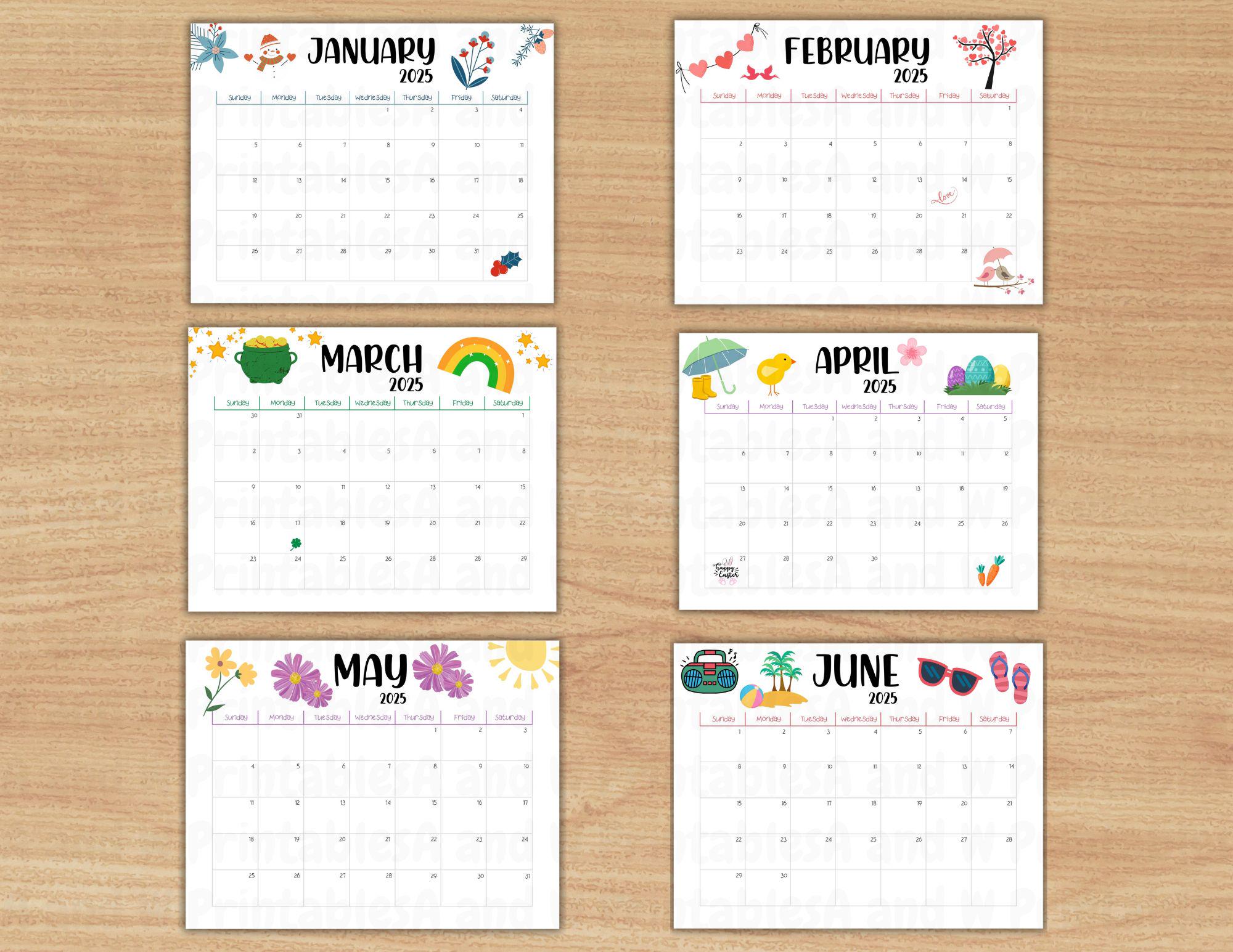Printable Calendars, 2025 Printable Calendars, Editable 2025 Monthly ...