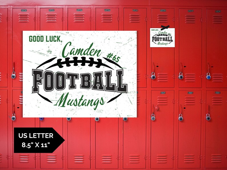 Football Player Locker Sign Template for School Lockers, Locker Room ...