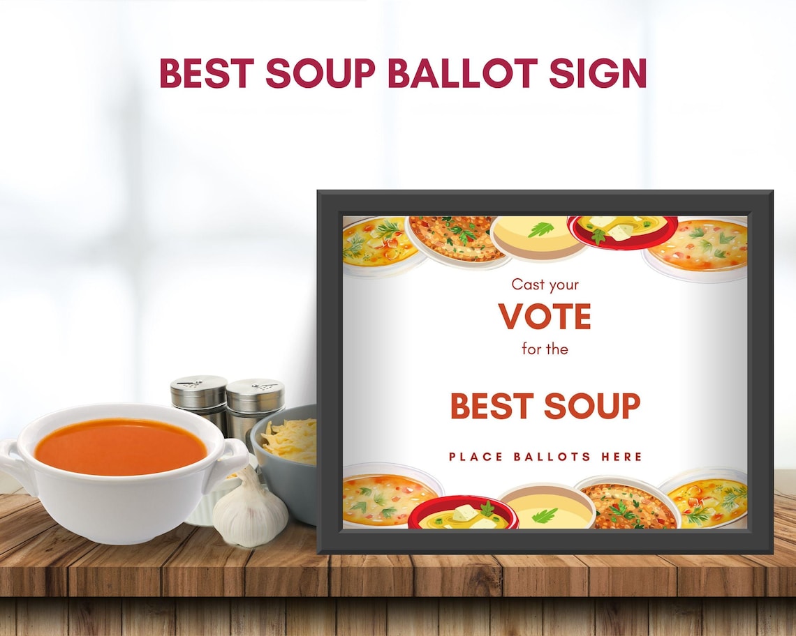 Soup Cook off Ballot, Pot Number Cards, Signage and Award Certificates ...