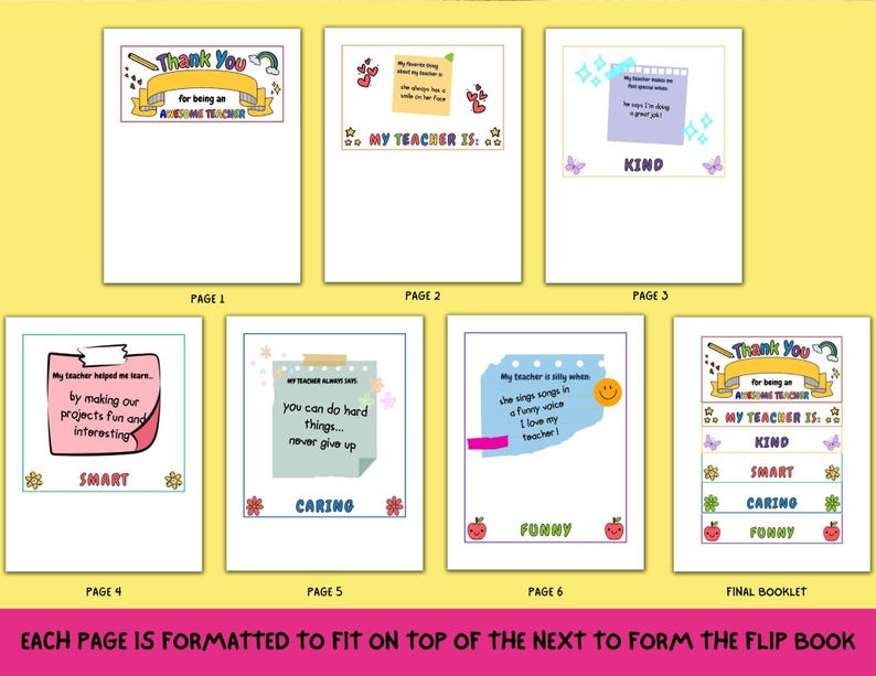 Teacher Appreciation Printable Flip Book, Coloring Craft Activity ...
