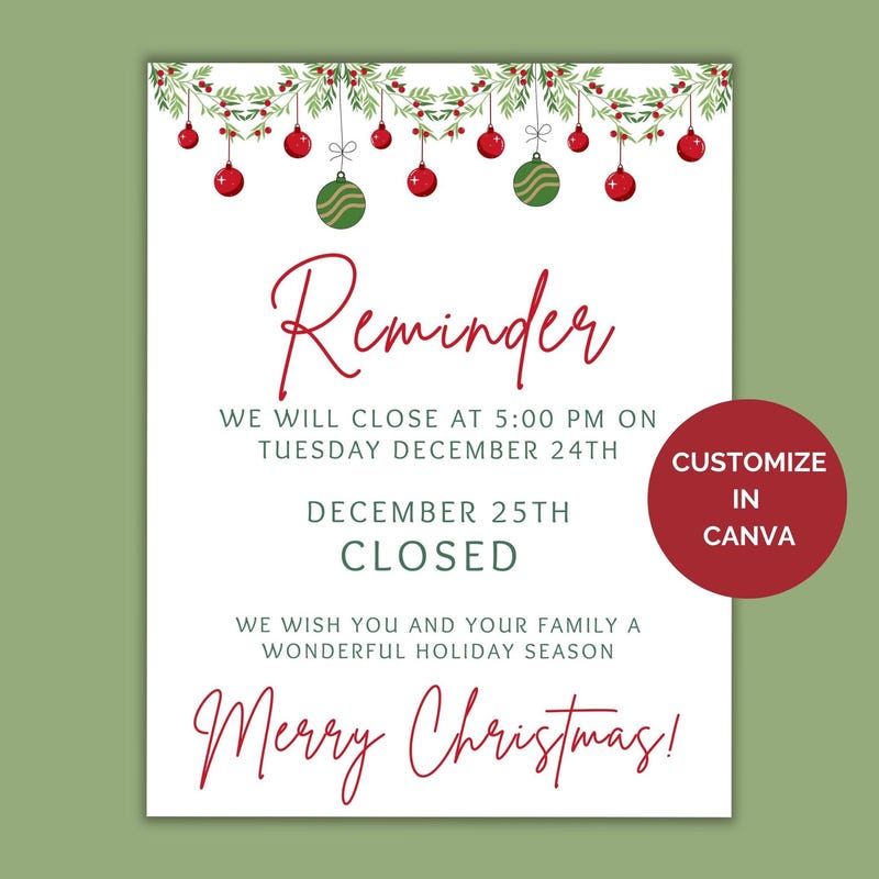 Holiday Hour Signs - Etsy