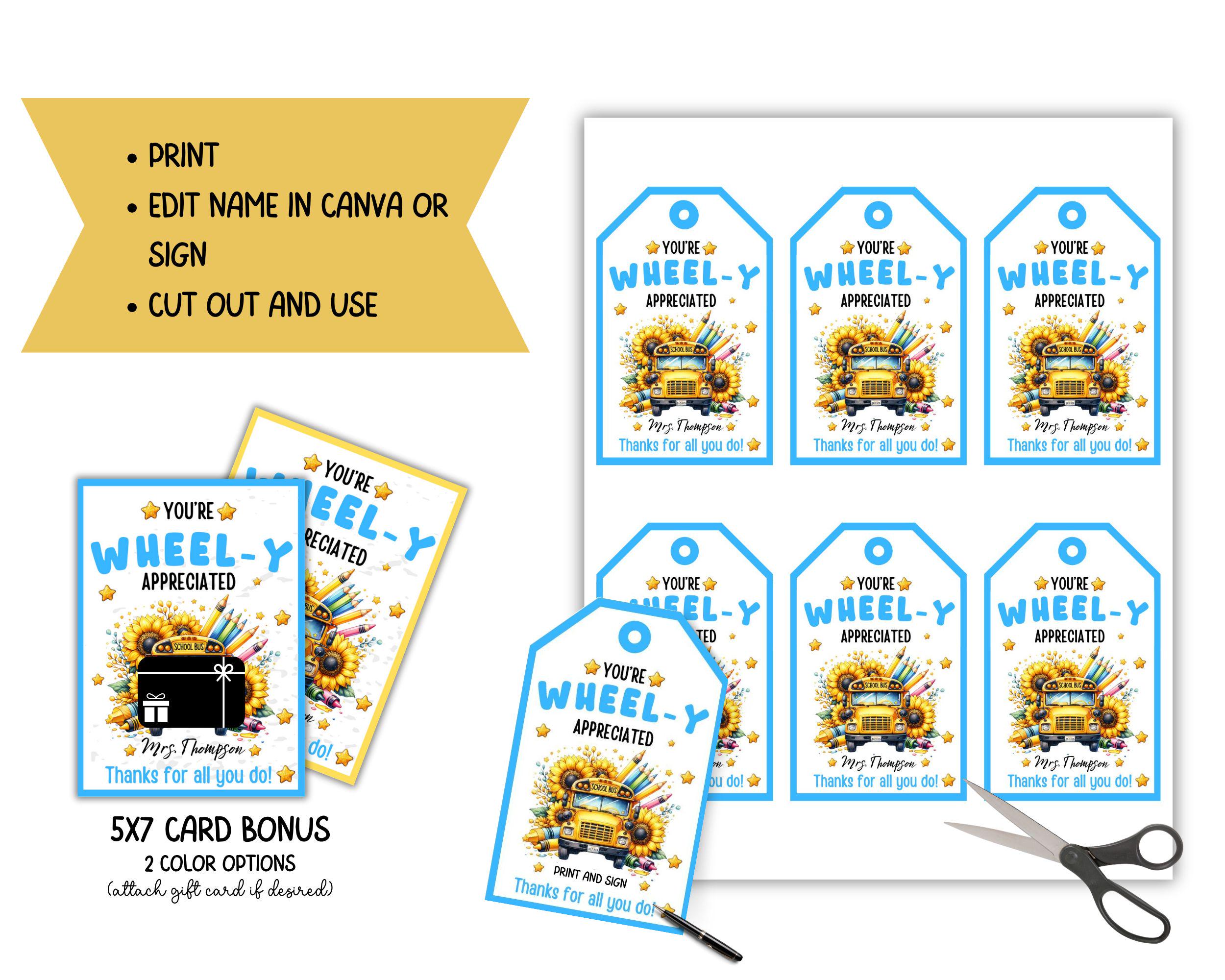 Bus Driver Appreciation Gift Tag and Gift Card Holder Bundle, Back to ...