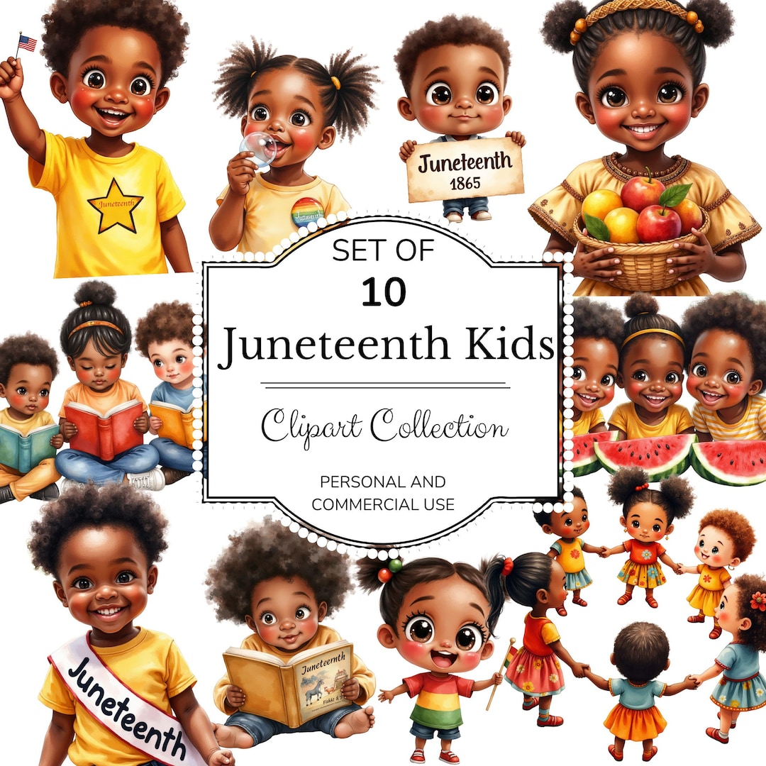 Juneteenth Kids Clipart Bundle | Juneteenth PNG | Sublimation Designs ...