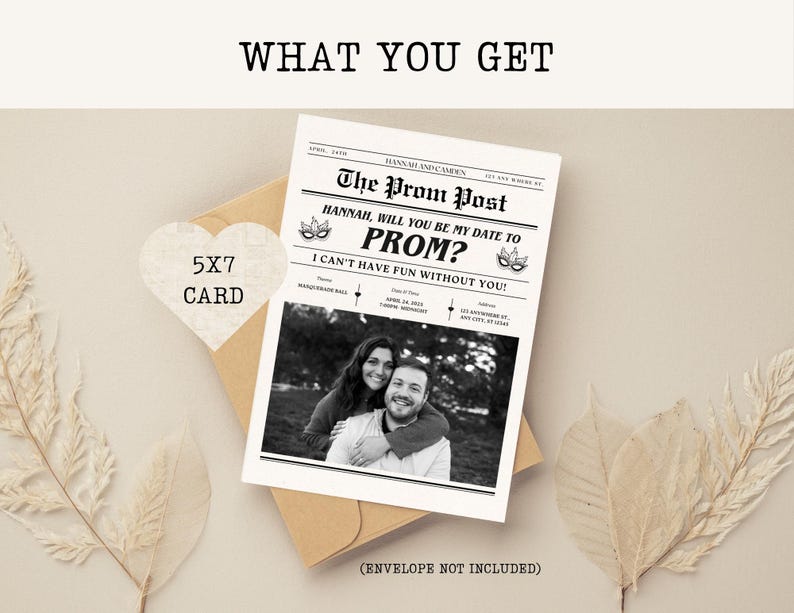 Newspaper Prom Proposal Template, Photo Prom Invite, Prom Proposal ...