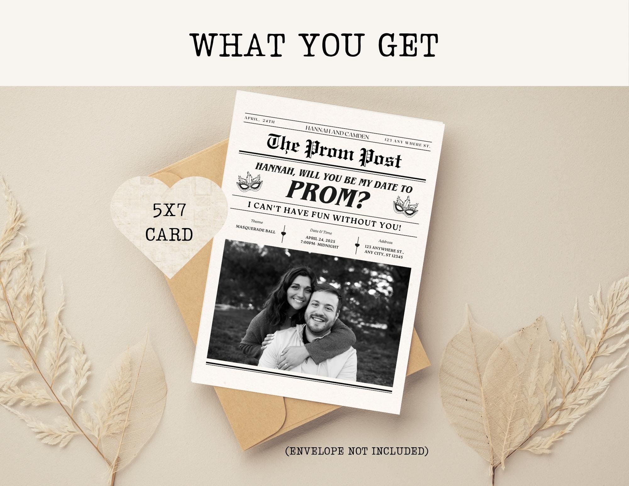 Newspaper Prom Proposal Template, Photo Prom Invite, Prom Proposal ...