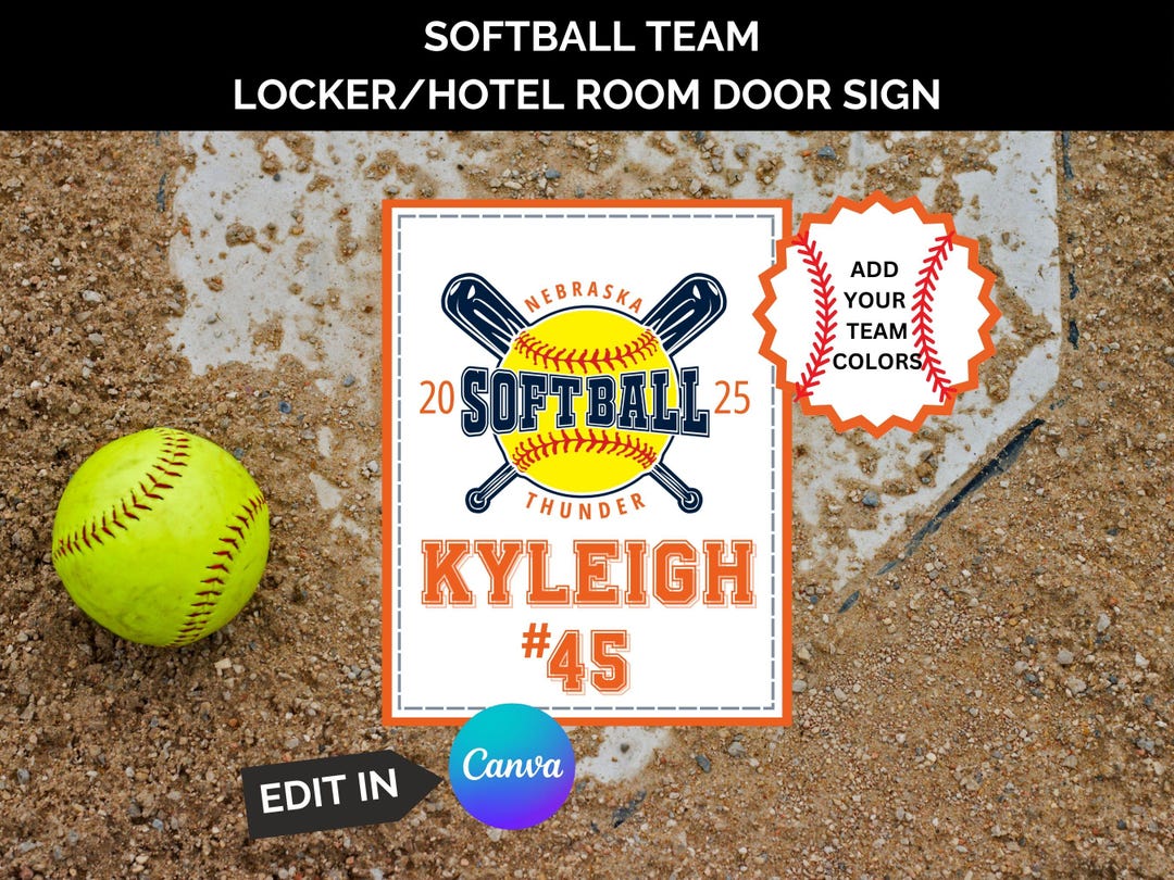 Softball Locker Sign Template, Softball Locker Decorations, Travel ...