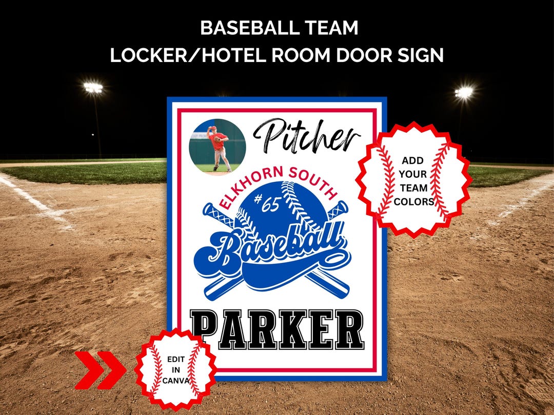 Baseball Locker Sign Template, Baseball Locker Decorations, Travel ...