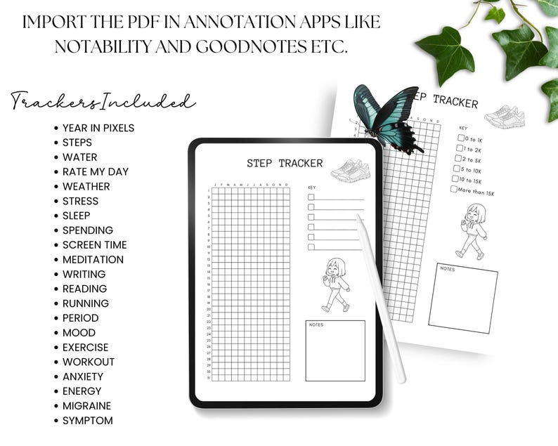 Year in Pixels Tracker Printable Bundle Mood Tracker Daily Habit ...