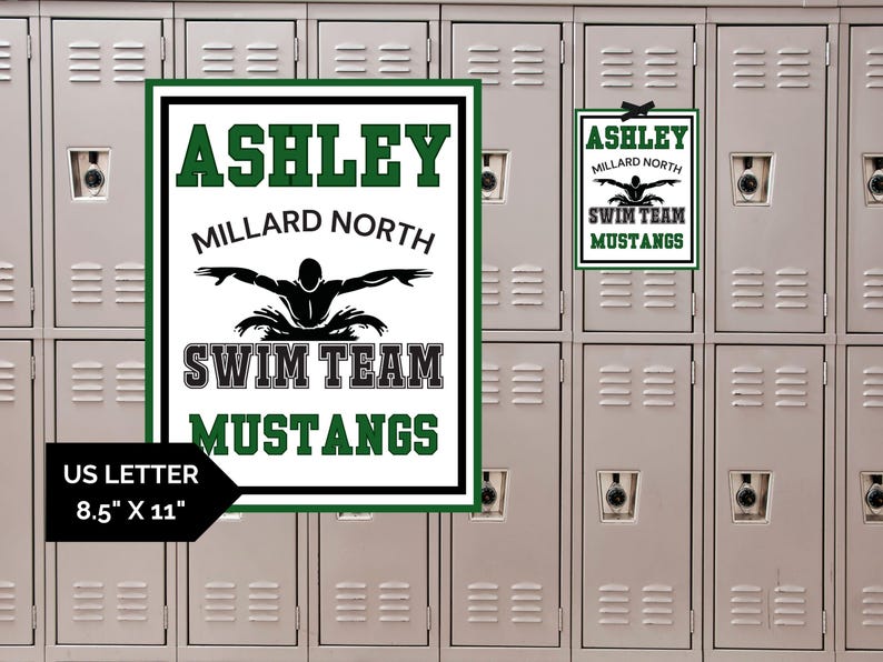 SWIMMING Locker Sign Template, Swimming Locker Decorations, Hotel Door ...