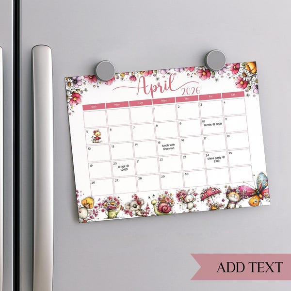 April Theme Calendar - Etsy