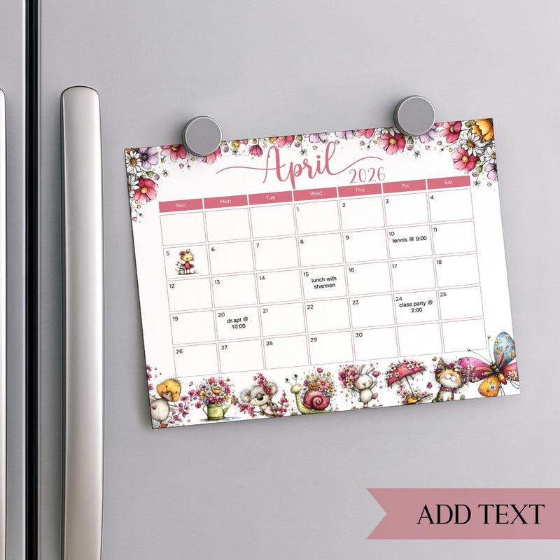 April Theme Calendar - Etsy