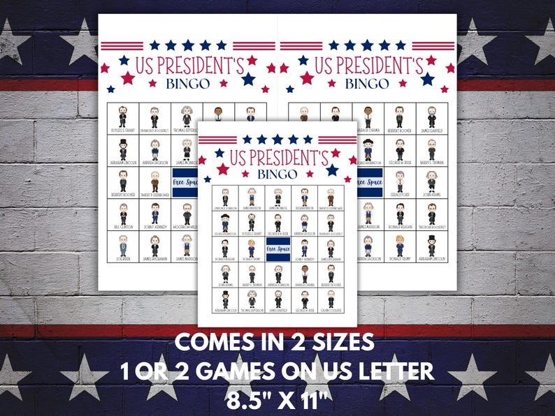 US Presidents Bingo Game, President's Day Activity, Presidential Bingo ...