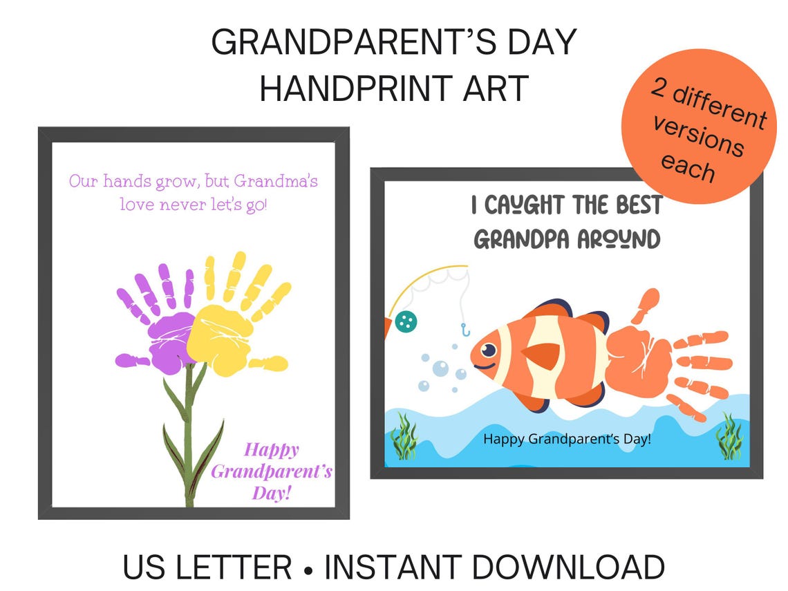 Grandparents Day Handprint Art Craft, Gift for Grandma or Grandpa ...