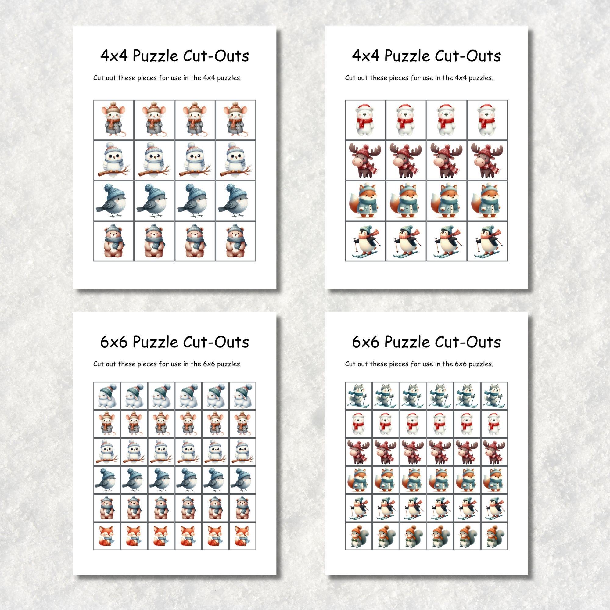 Winter Animals Sudoku Printable Game | Logic Puzzles for Kids | Winter ...