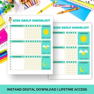 Kids Daily Checklist Printable, Daily Task Chart, Kids Planner, Kids to ...