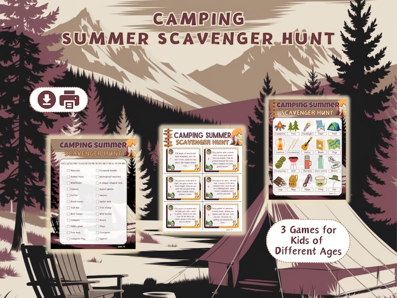 Summer Camping Scavenger Hunt Printable, Nature Scavenger Hunt, Camping ...