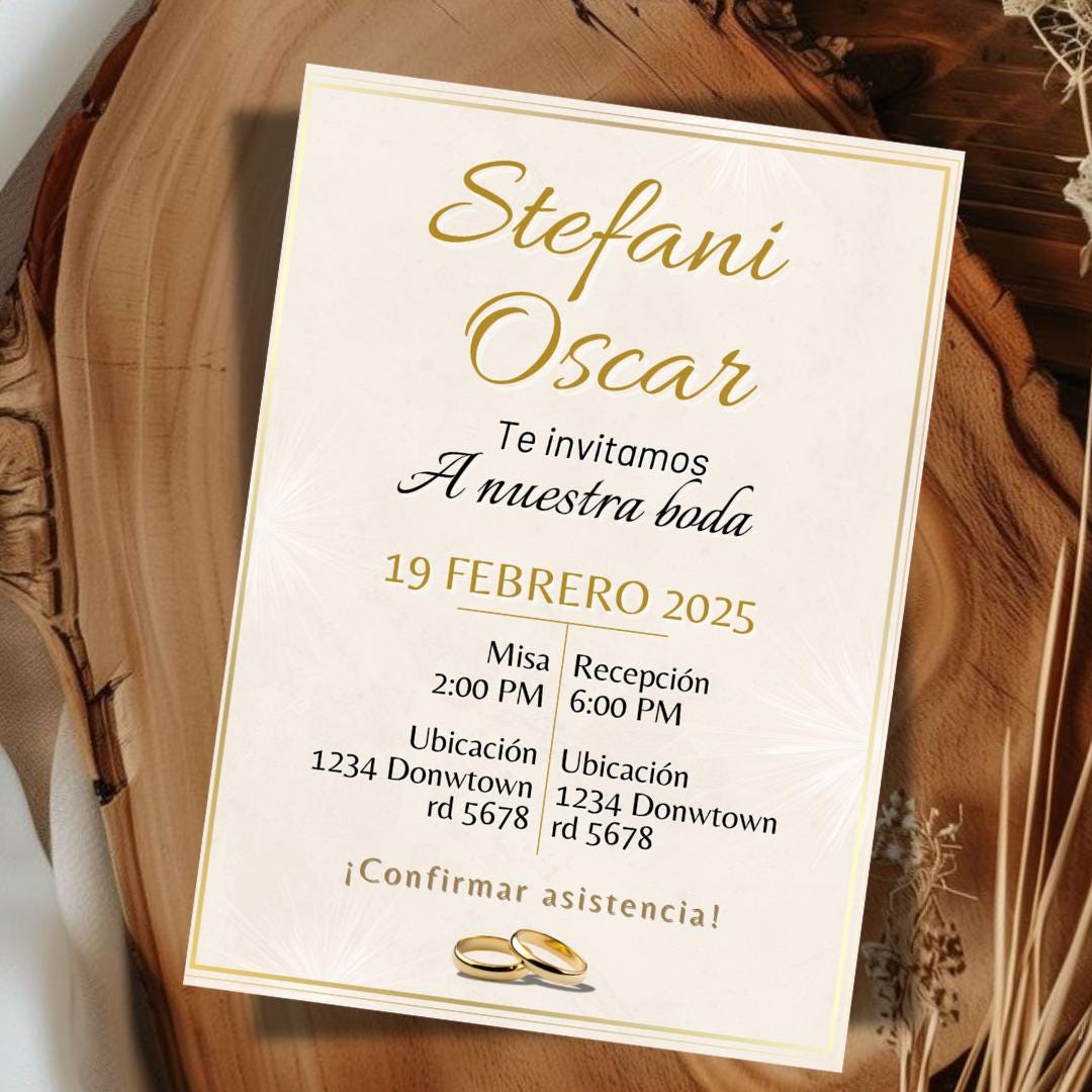 Editable Wedding Invitation Template on Canva Elegant Background With ...