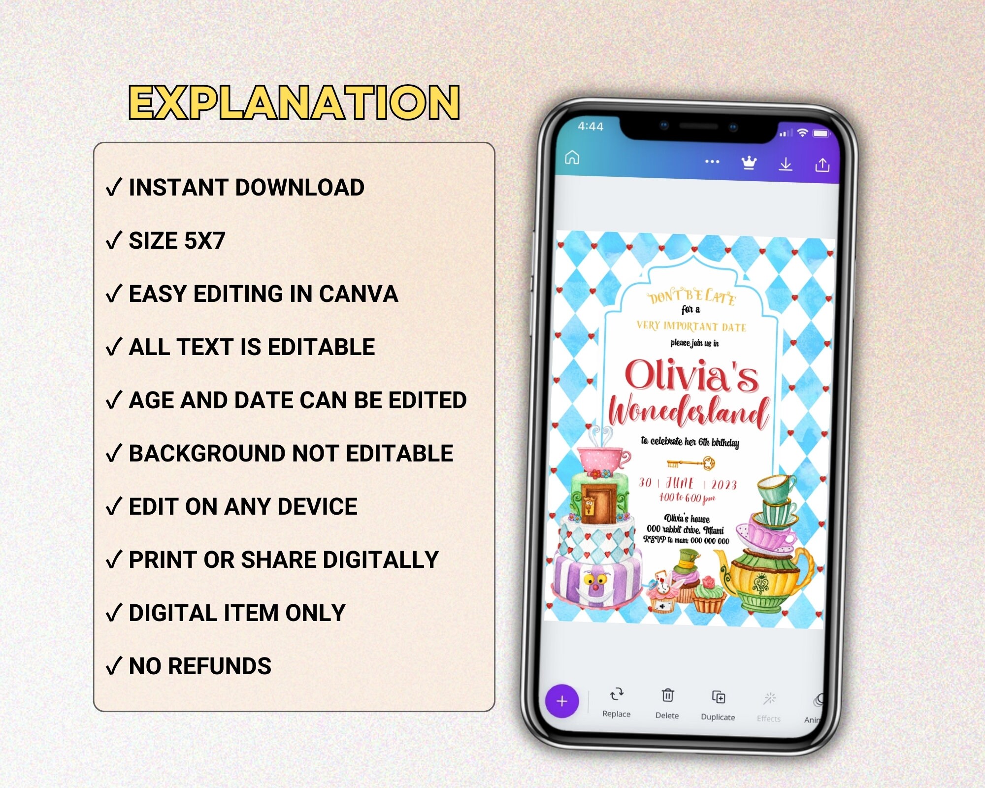 Editable Girls Birthday Party Digital Invitation Template With Favor ...