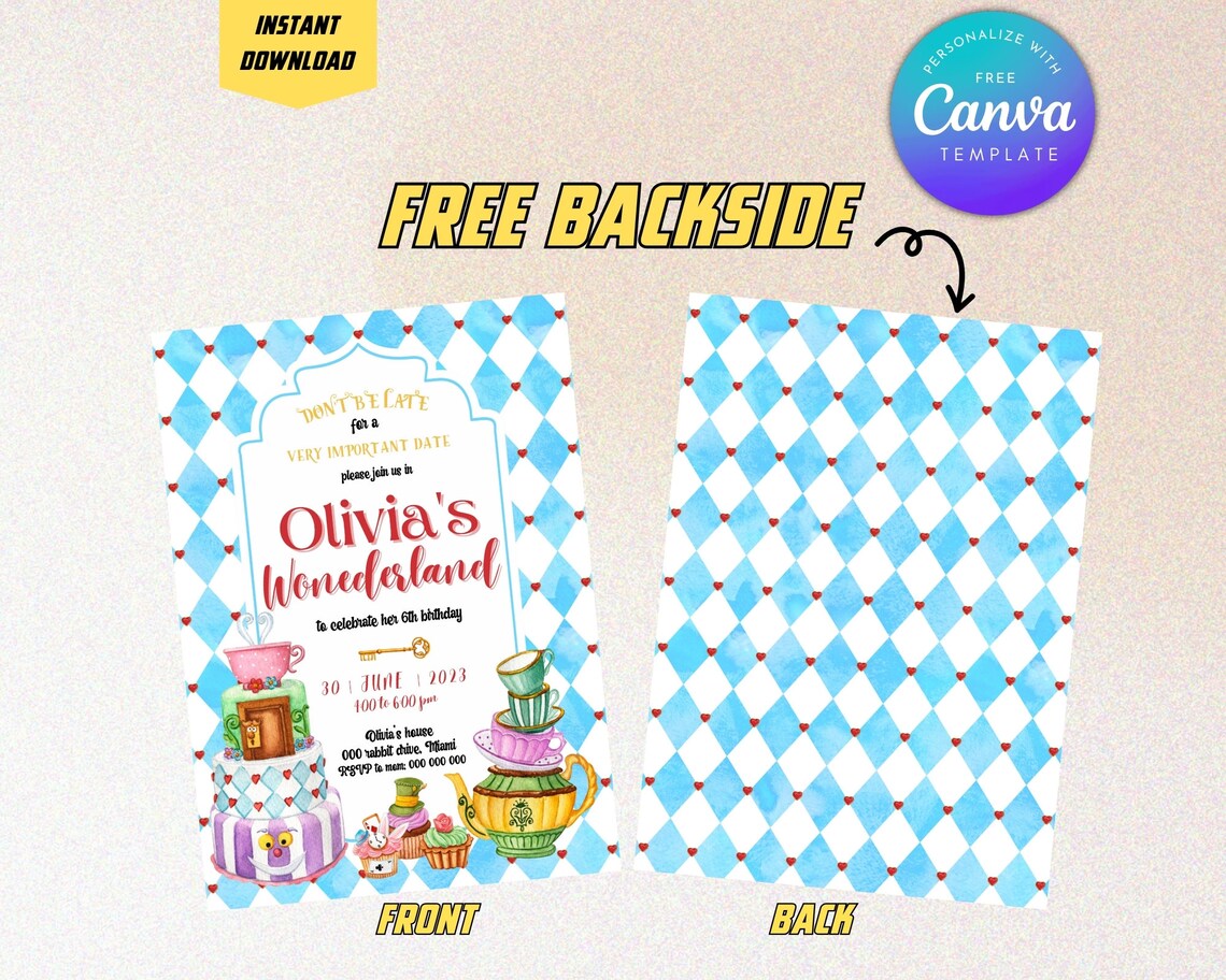 Editable Girls Birthday Party Digital Invitation Template With Favor ...