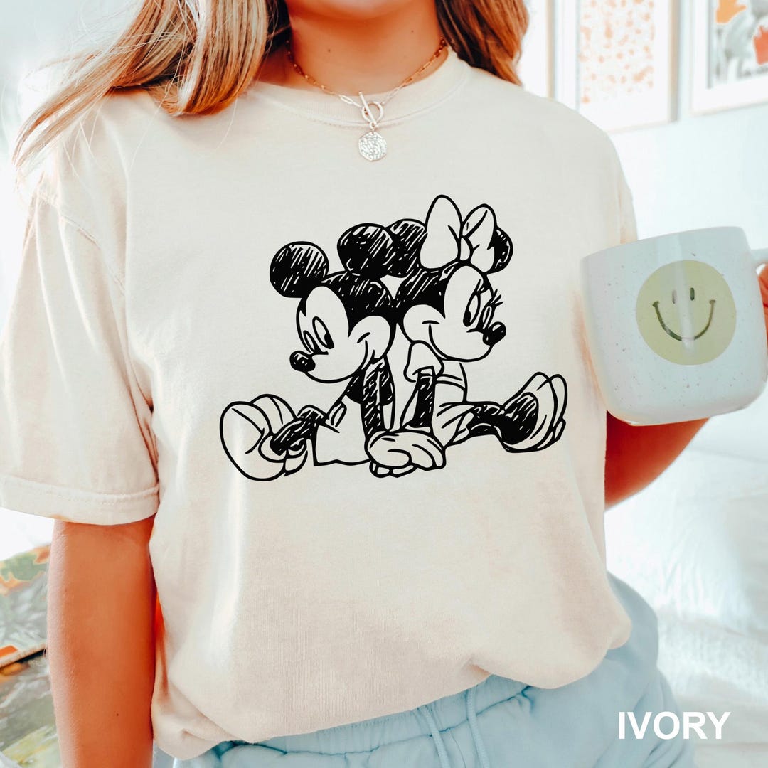 Mickey and Minnie Mouse Shirt, Comfort Colors Retro Sketch Disney Tee ...
