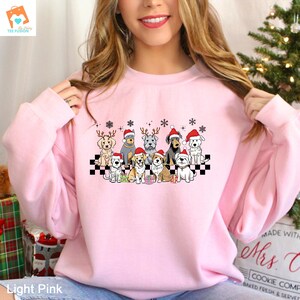 Checkered Christmas Dogs Sweatshirt, Dog Lover Sweater, Holiday Sweater ...